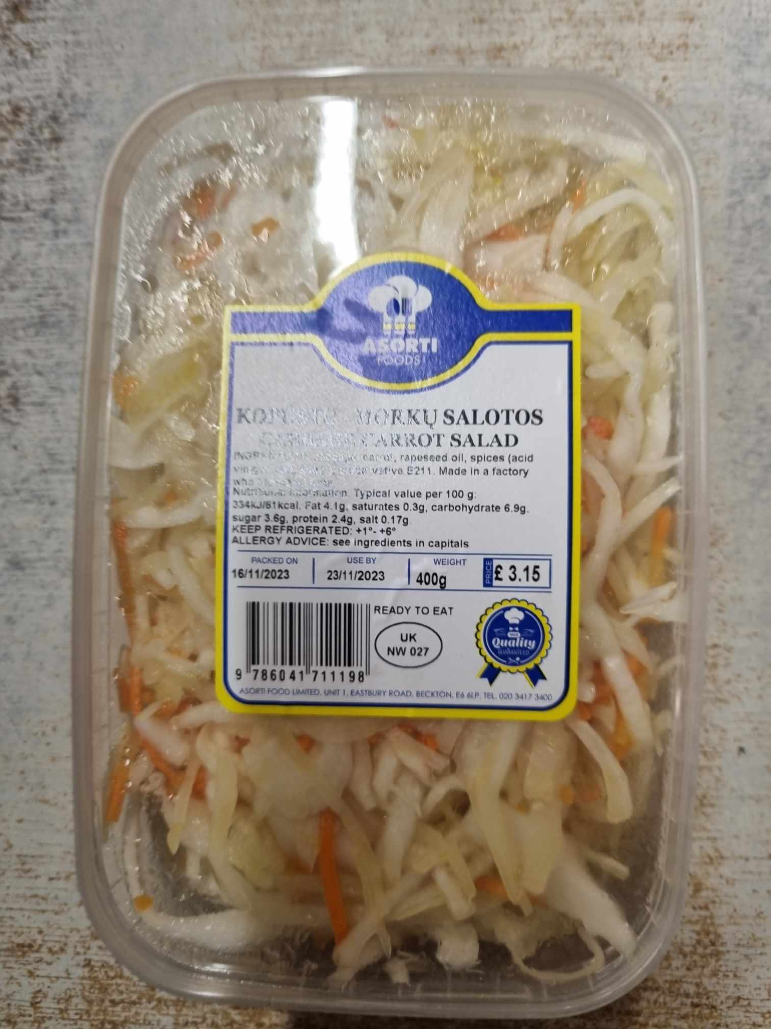 Salotos Kopustu Morku -Cabbage Carrot Salad 400g - Baltic Food Oxford